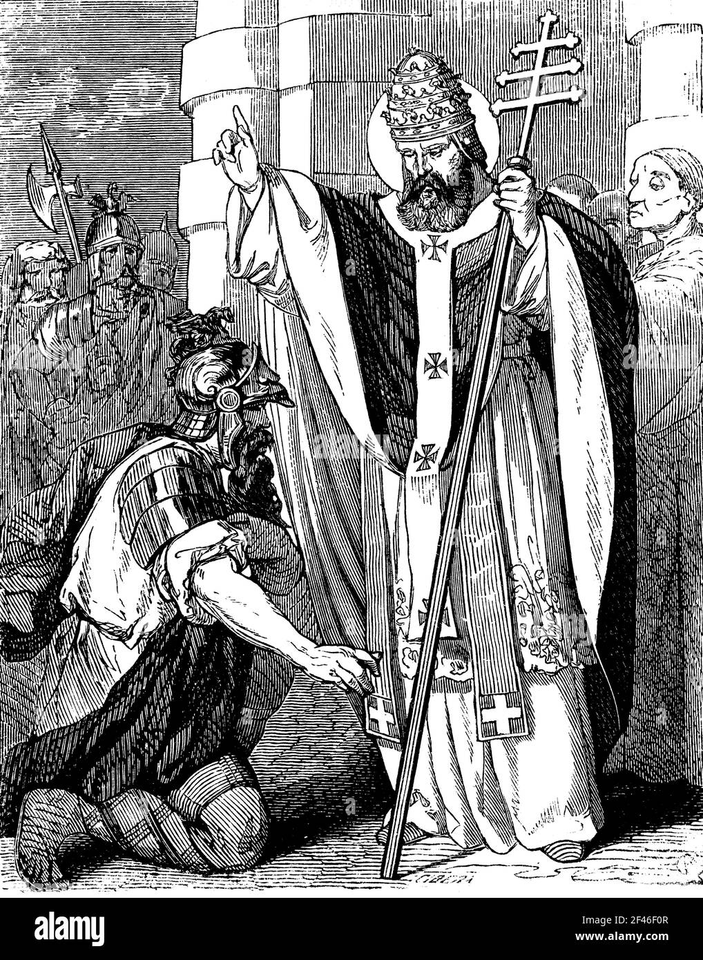 San León I (398-461), el magno, Papa y confesor italiano. Grabado de ...