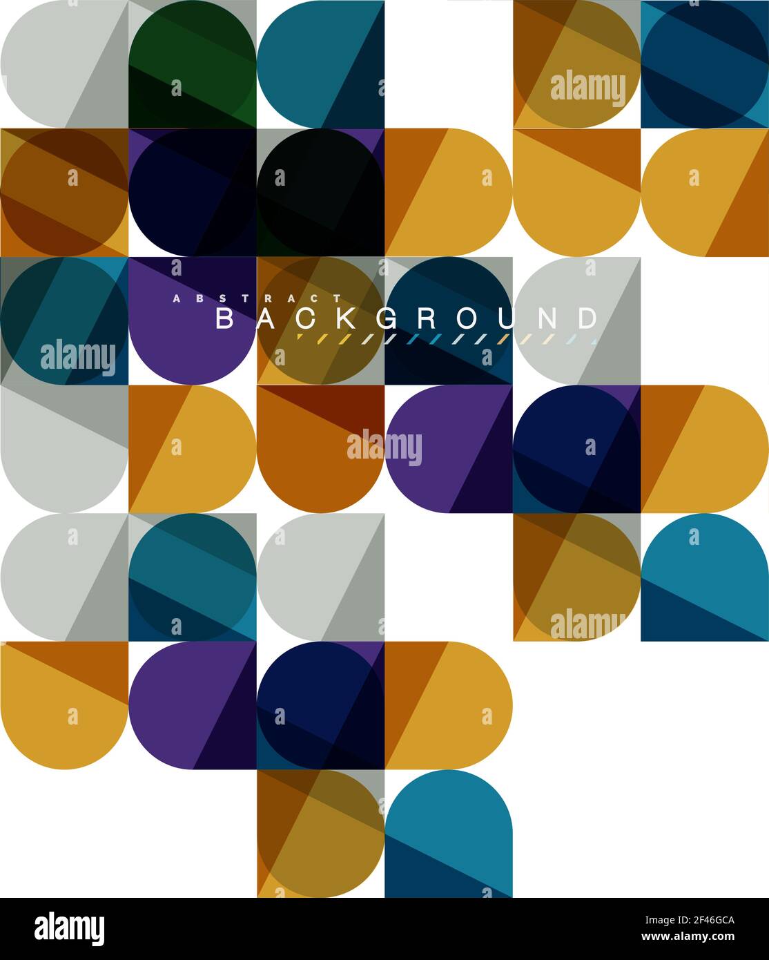 Round square geometric shapes on white, tile mosaic abstract background ...