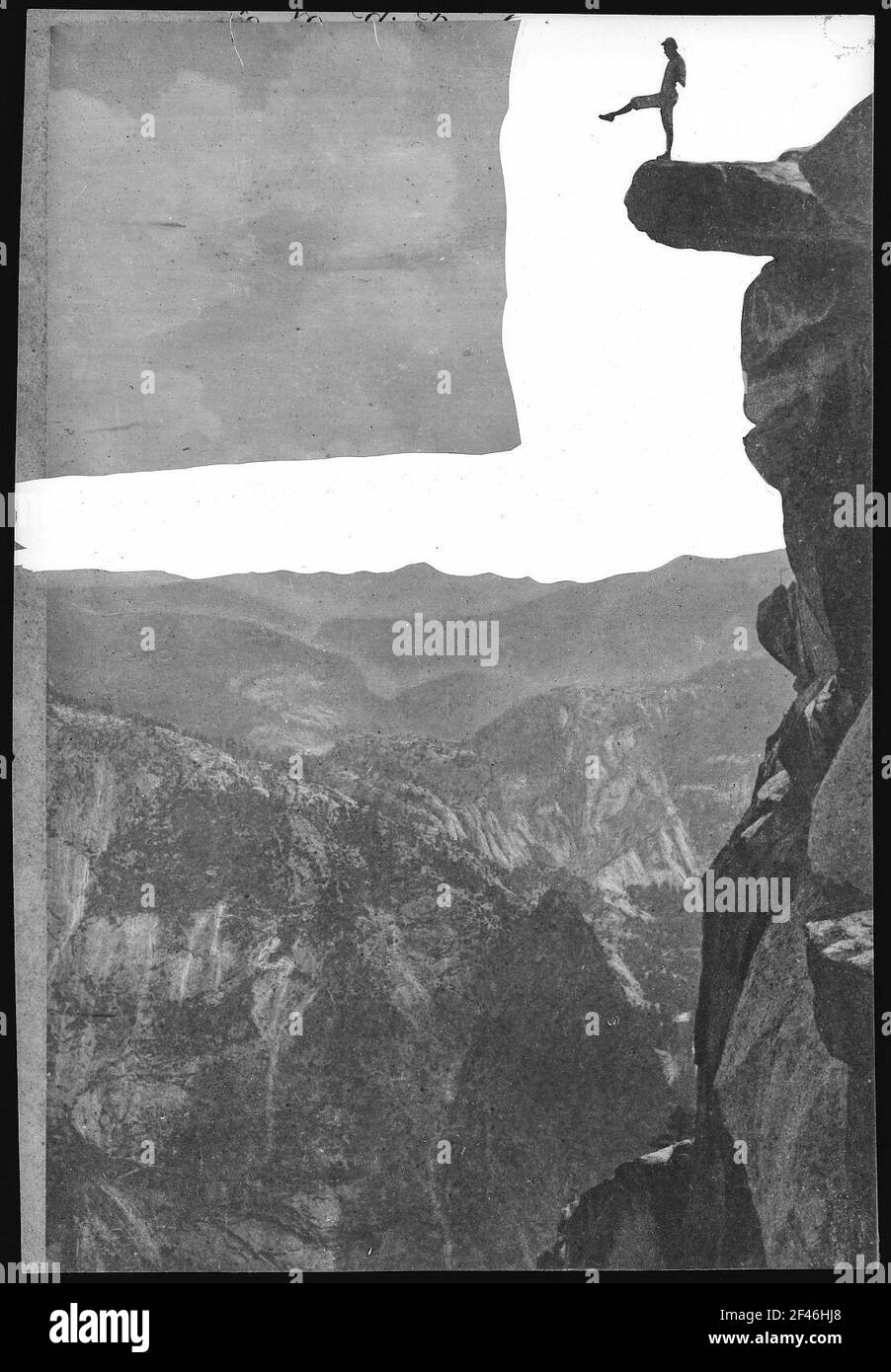 Yosemite. Overhanging Rock at Glacier Point, Yosemite, Cal Stock Photo ...