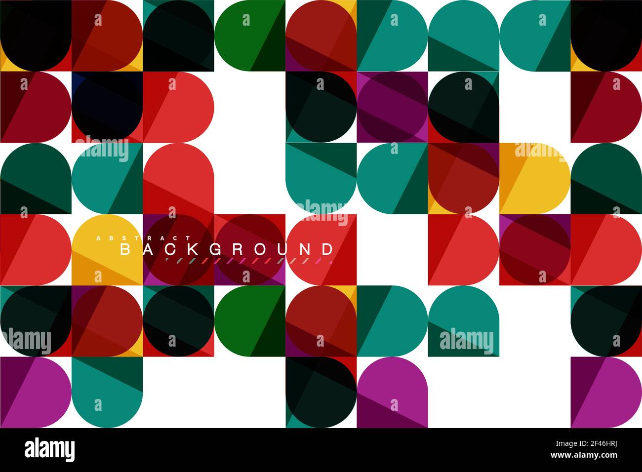 Round square geometric shapes on white, tile mosaic abstract background ...