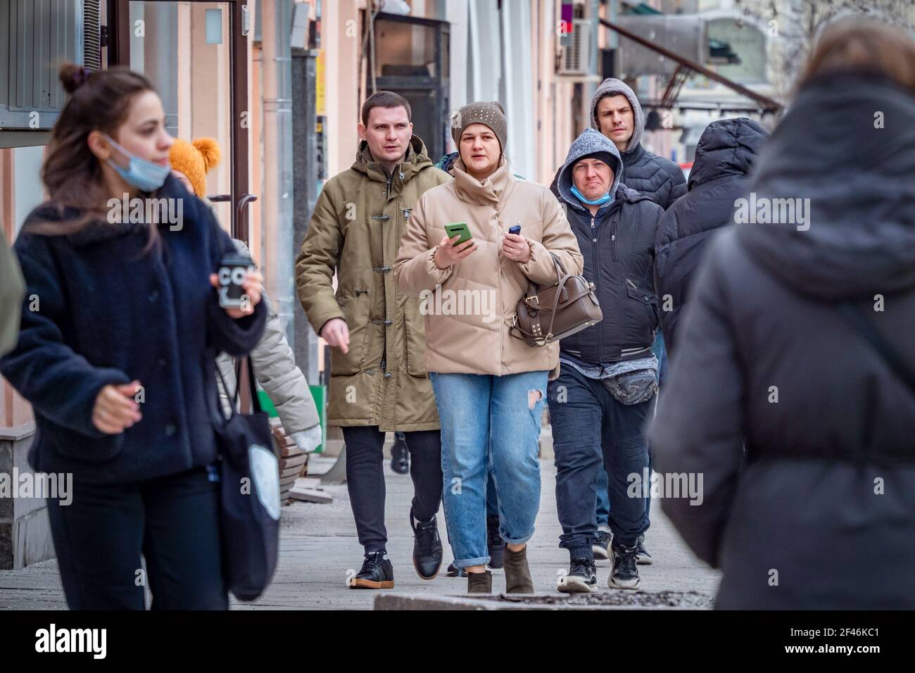Russia, Moscow. People walk in a street Stock Photo - Alamy