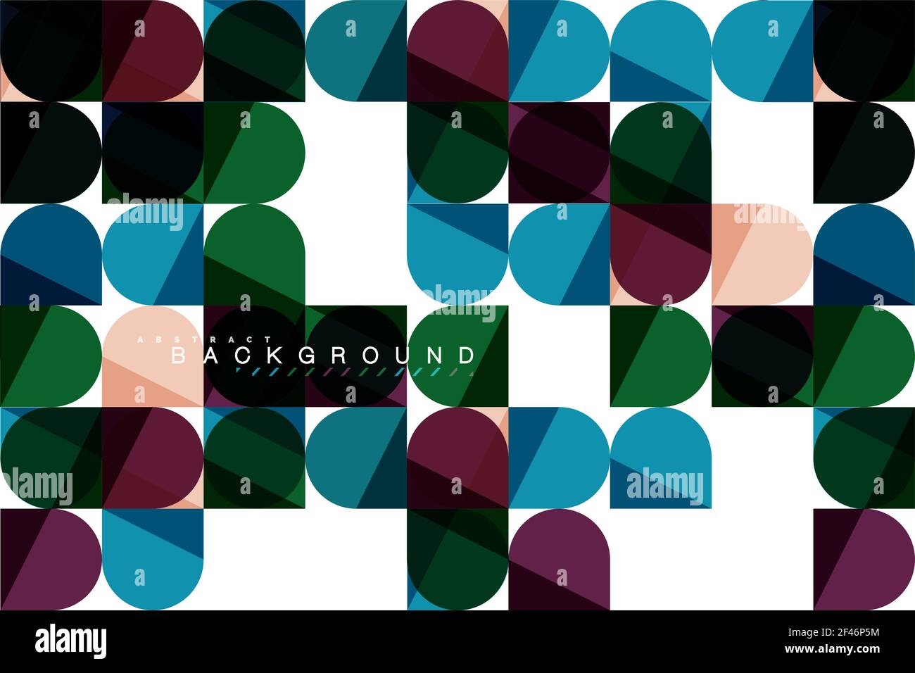 Round square geometric shapes on white, tile mosaic abstract background ...