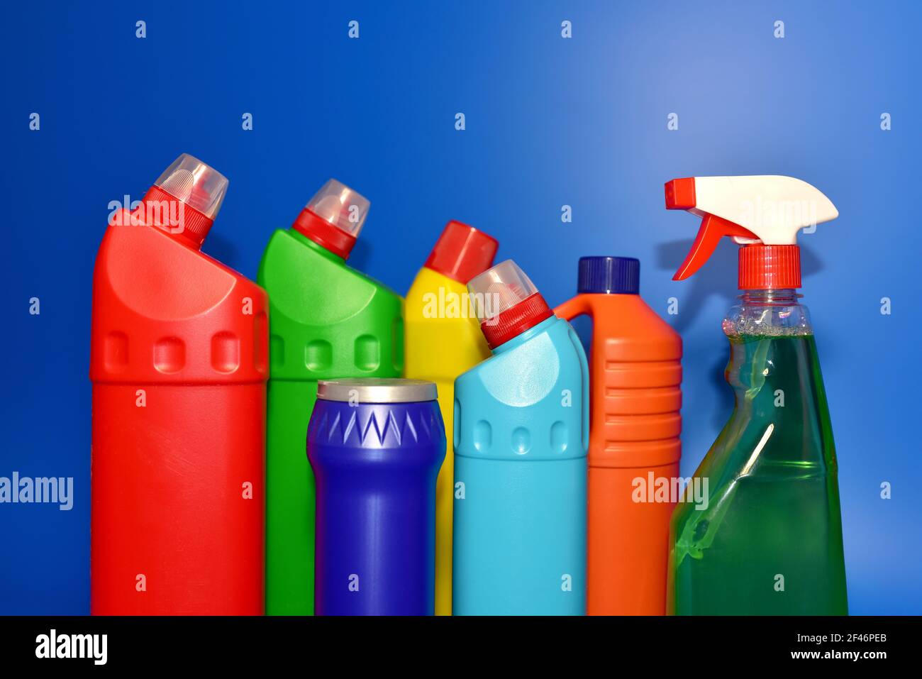 Detergent spray cleaner. Detergents and laundry concept. Household ...