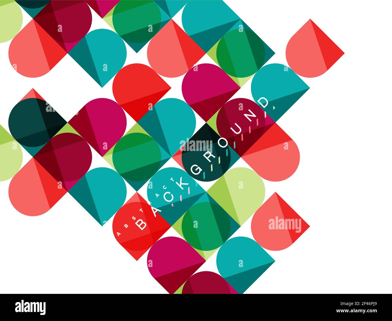 Round square geometric shapes on white, tile mosaic abstract background ...