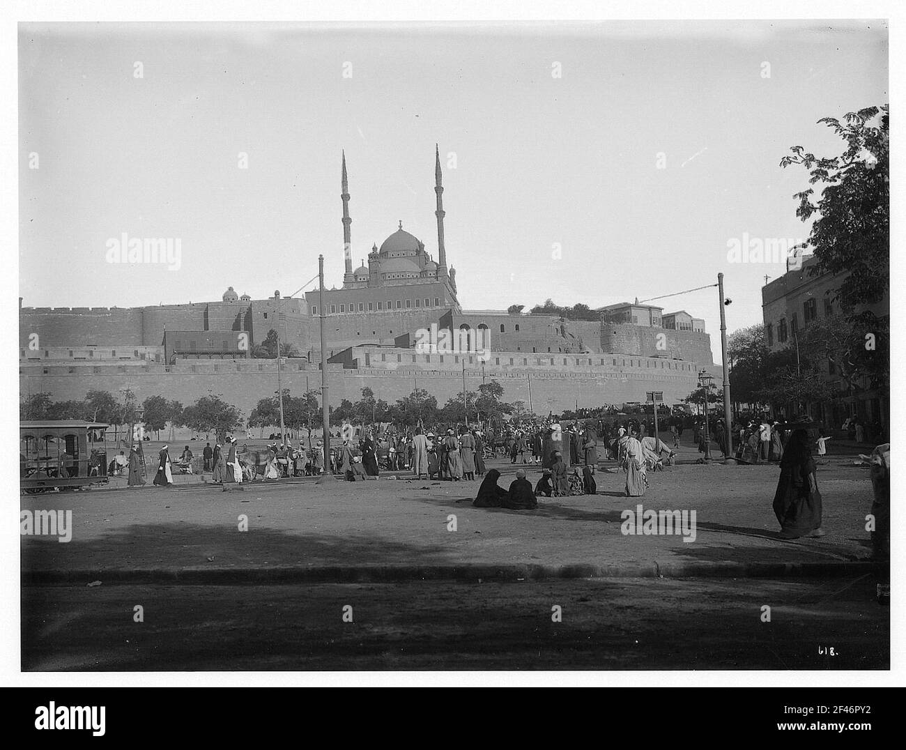 Cairo (Egypt). Place with locals. View to the citadel Stock Photo - Alamy