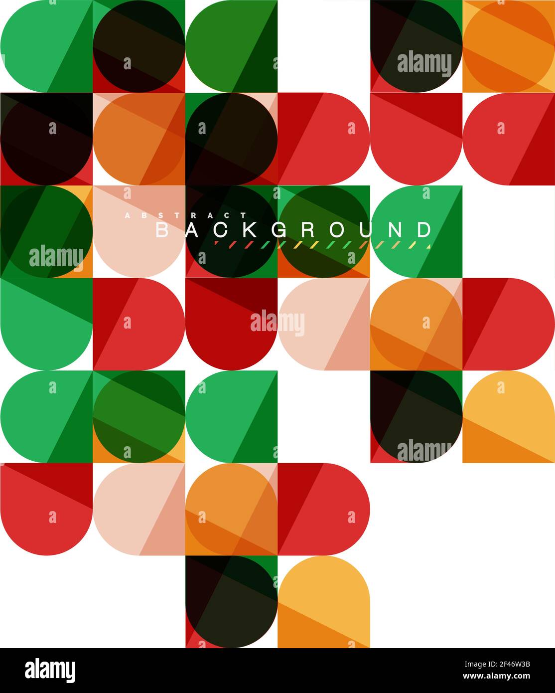 Round square geometric shapes on white, tile mosaic abstract background ...