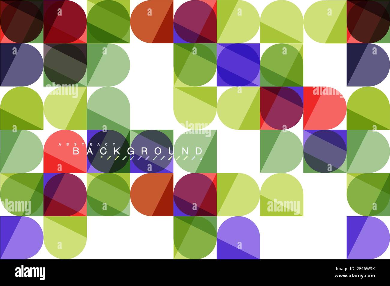 Round square geometric shapes on white, tile mosaic abstract background ...