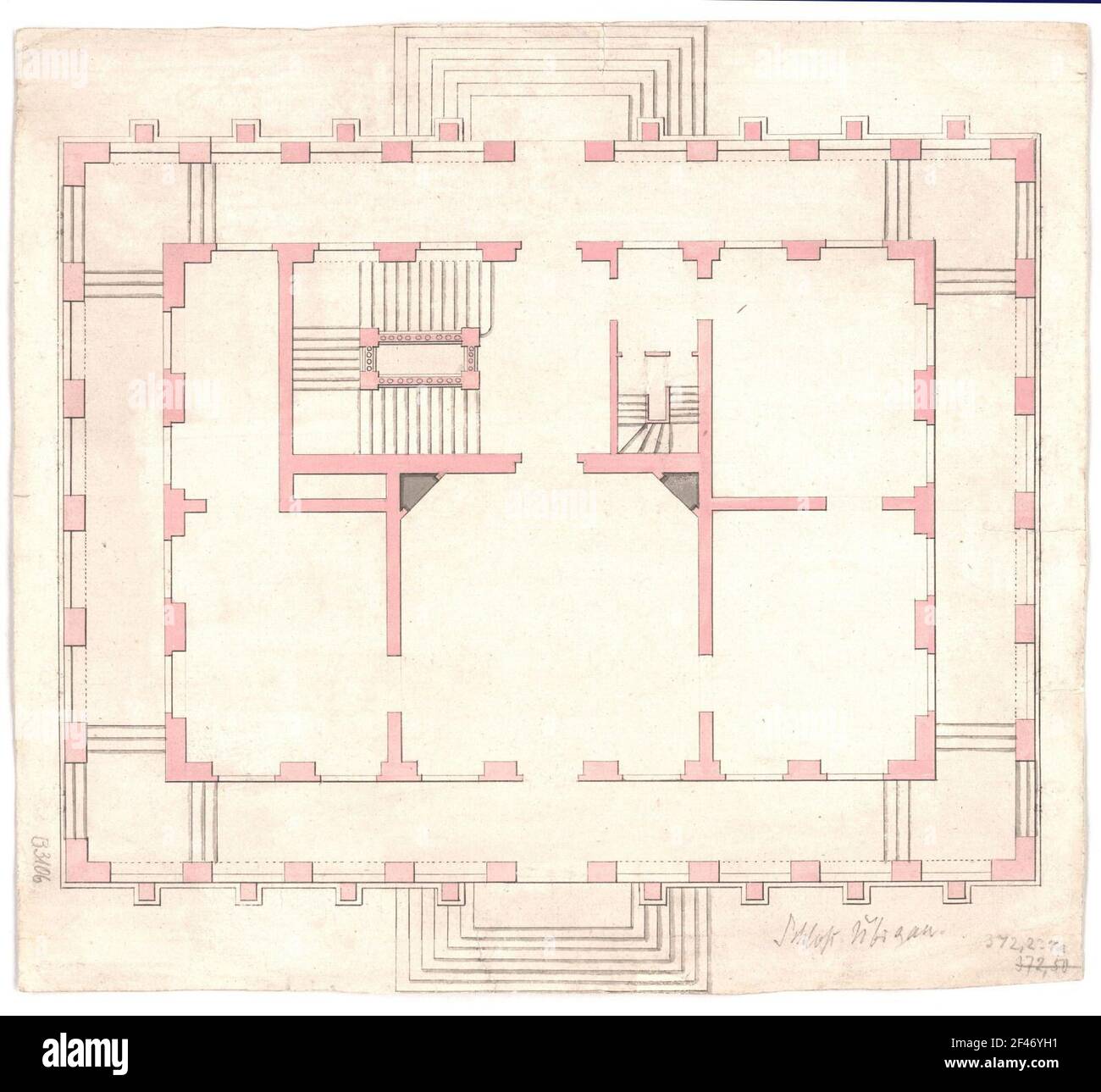 Dresden, Castle elfigau. Draft ground floor floor plan Stock Photo - Alamy