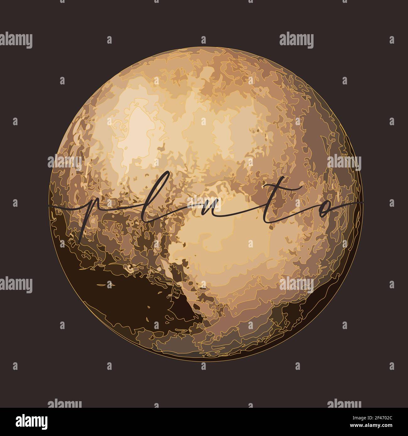 An illustration of the planet Pluto isolated on black background Stock ...