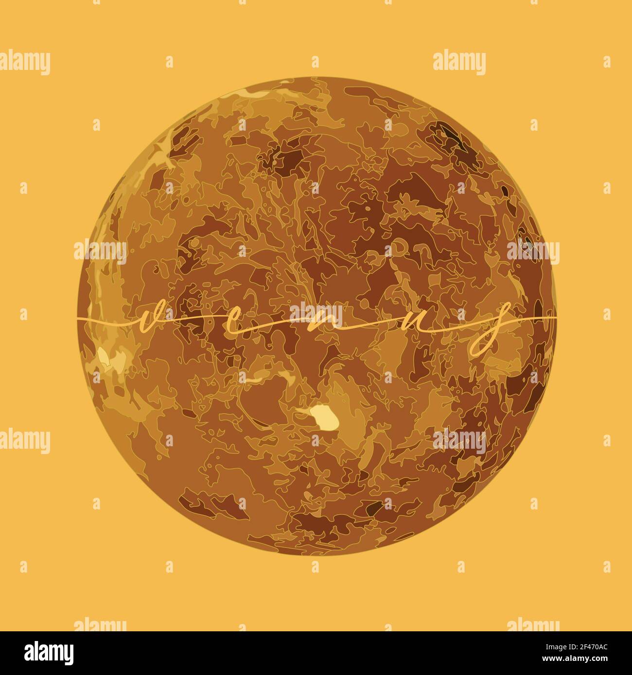 An illustration of the planet Venus isolated on light yellow background ...