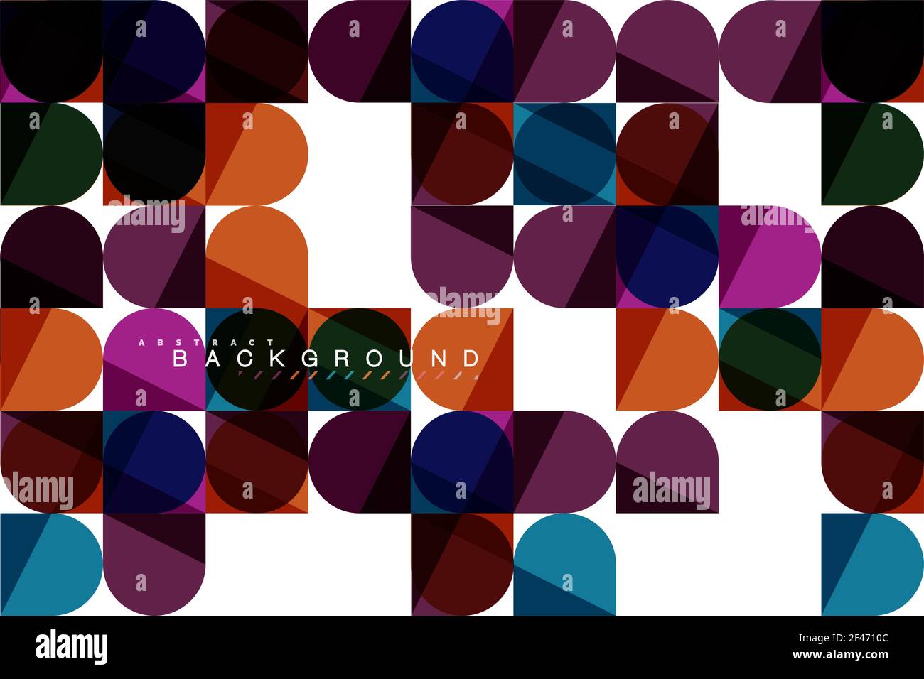 Round square geometric shapes on white, tile mosaic abstract background ...