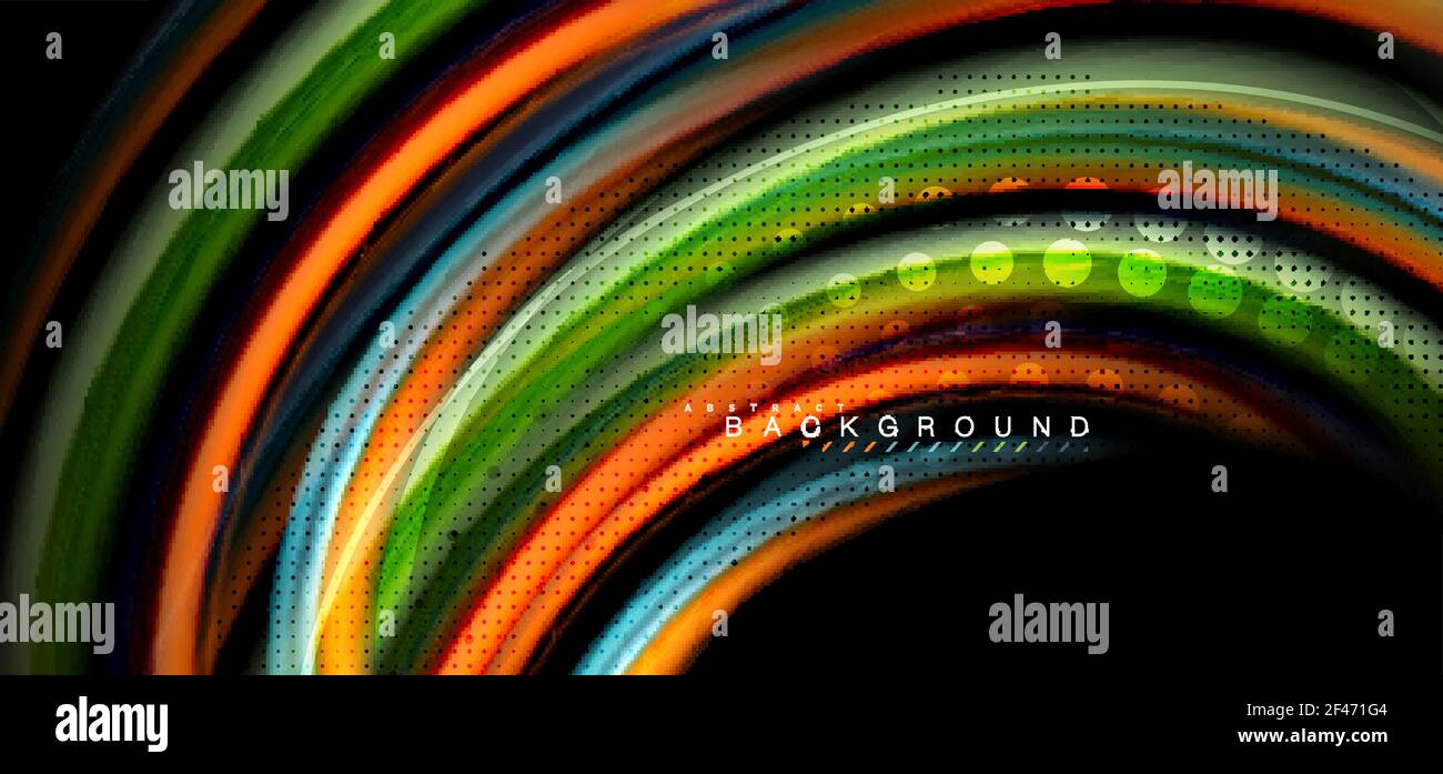 Multicolored wave lines on black background design. Multicolored wave ...