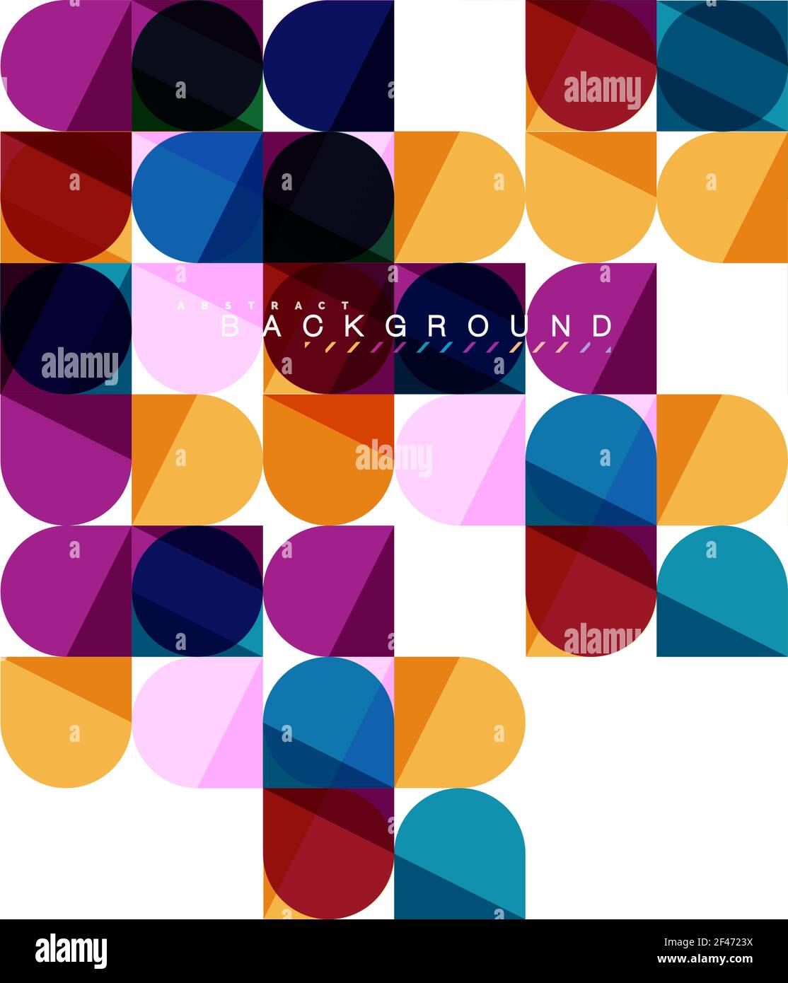 Round square geometric shapes on white, tile mosaic abstract background ...