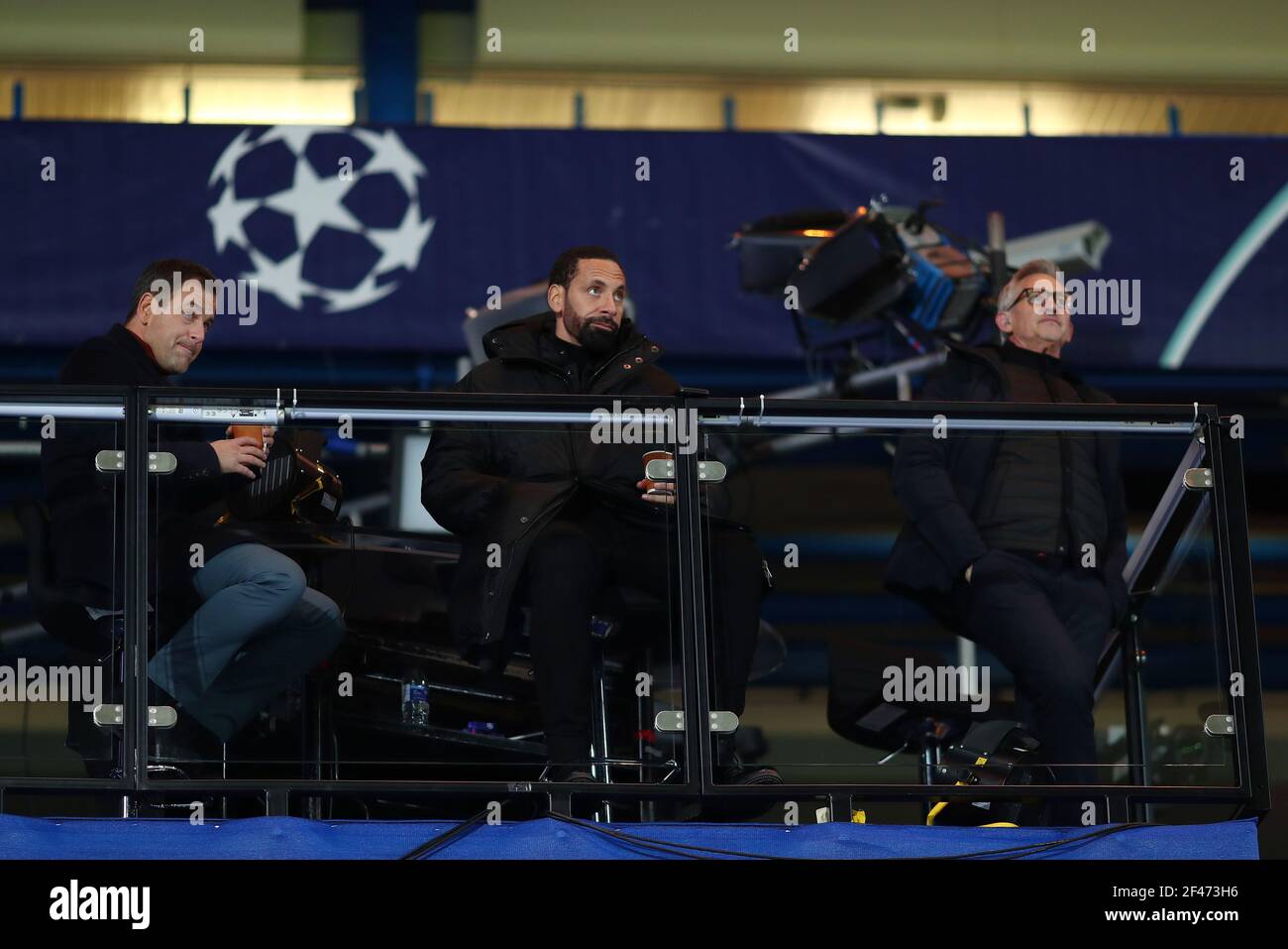 TV Presenter, Gary Lineker (R) and pundits Joe Cole (L) and Rio ...
