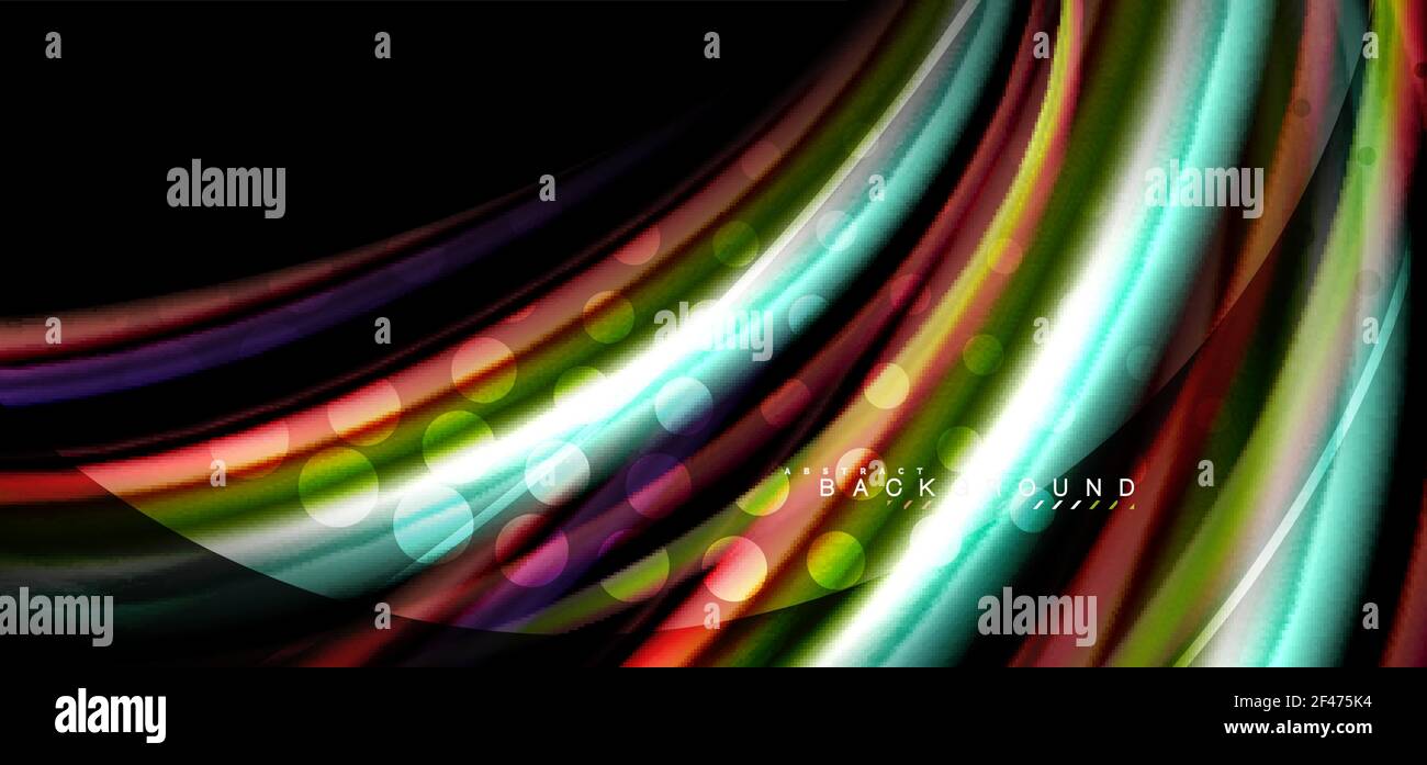 Multicolored wave lines on black background design. Multicolored wave ...