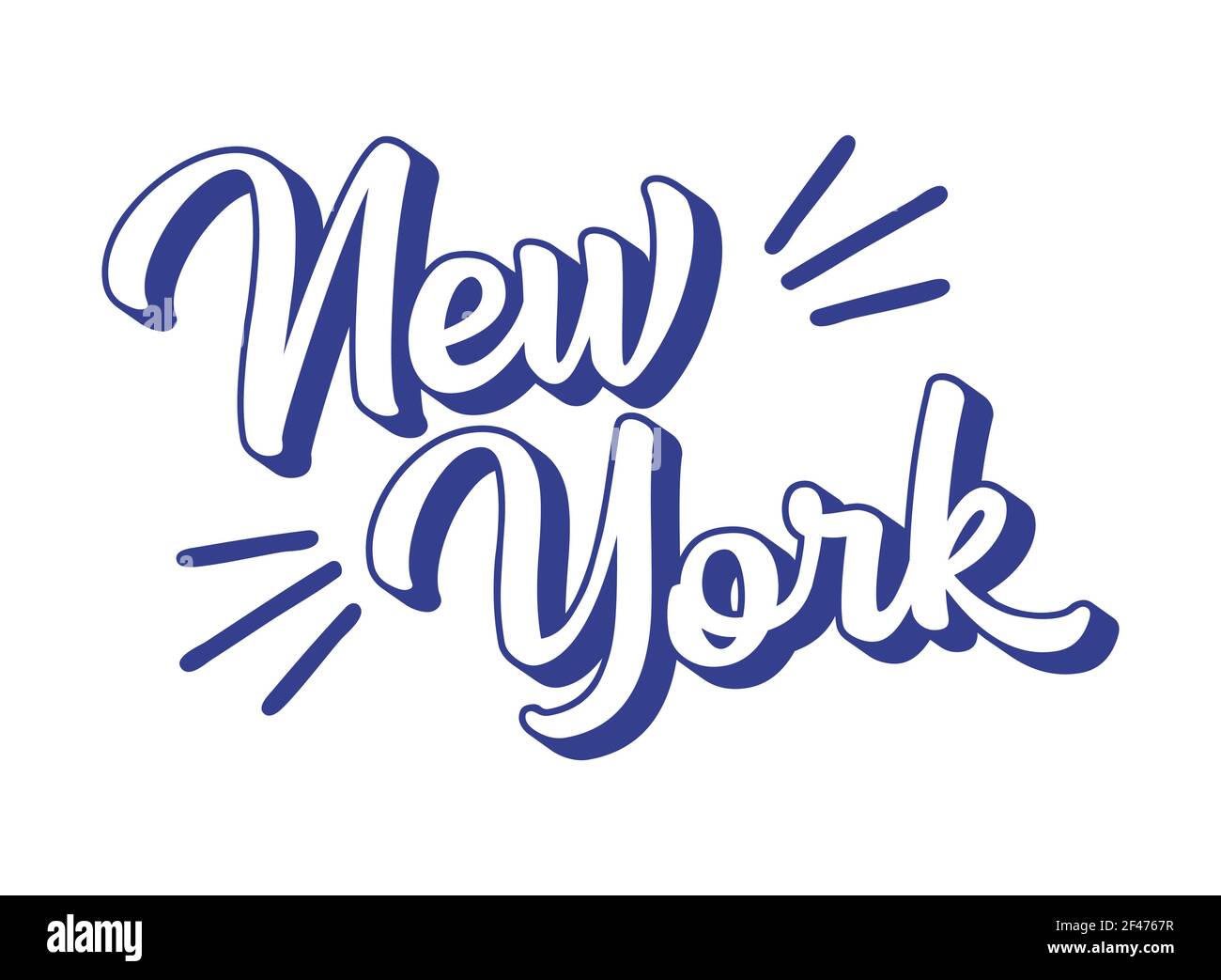 Hand sketched NEW YORK text. 3D vintage, retro lettering for poster ...