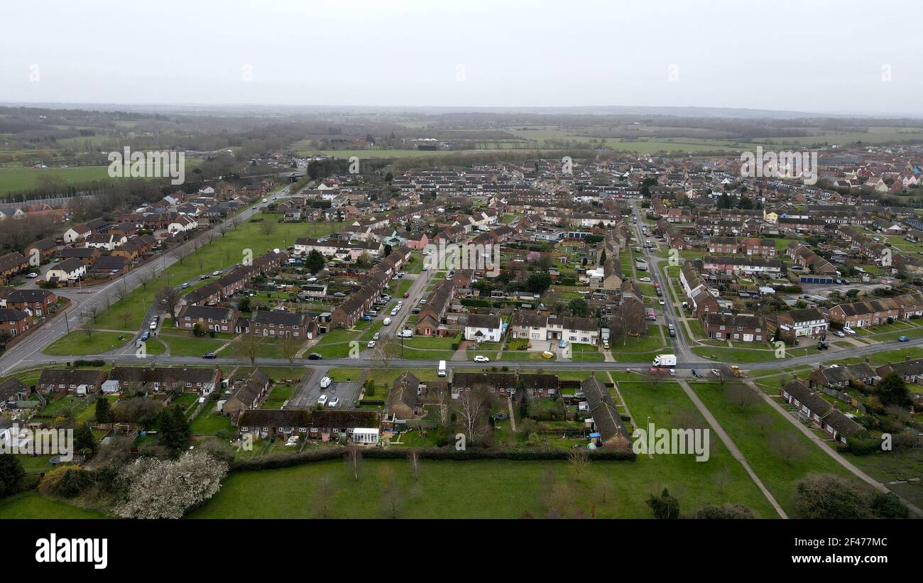 Witham Essex houses and town centre Aerial image Stock Photo - Alamy