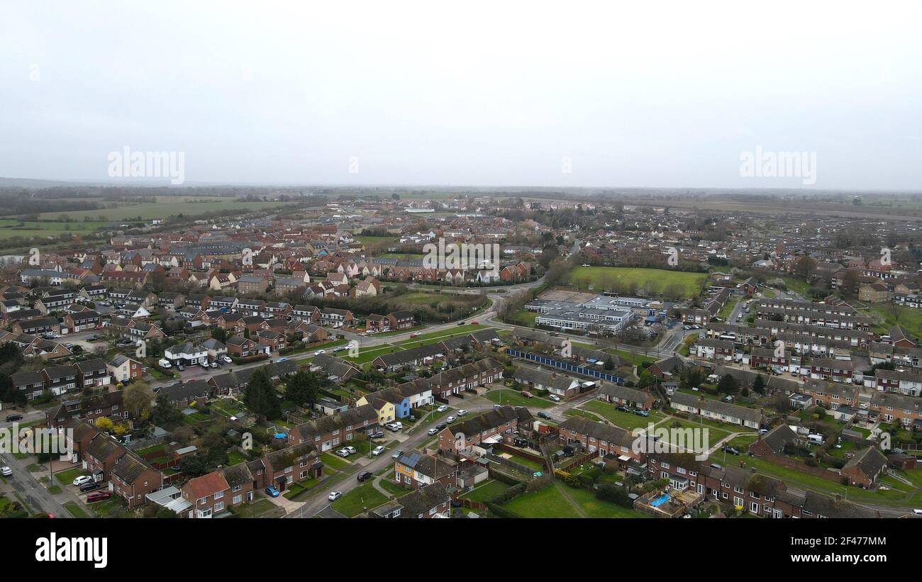 Witham Essex houses and town centre Aerial image Stock Photo - Alamy