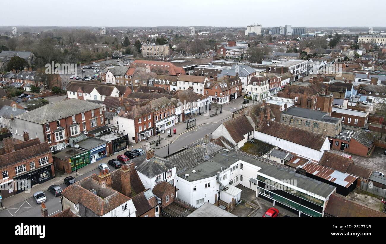Witham Essex houses and town centre Aerial image Stock Photo - Alamy