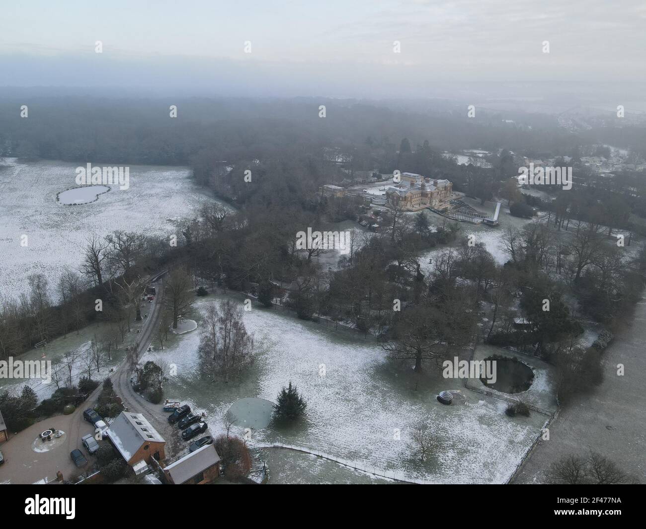 Birch Hall Theydon Bois Essex aerial image winter Stock Photo - Alamy