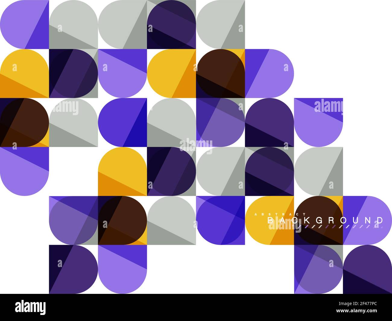 Round square geometric shapes on white, tile mosaic abstract background ...