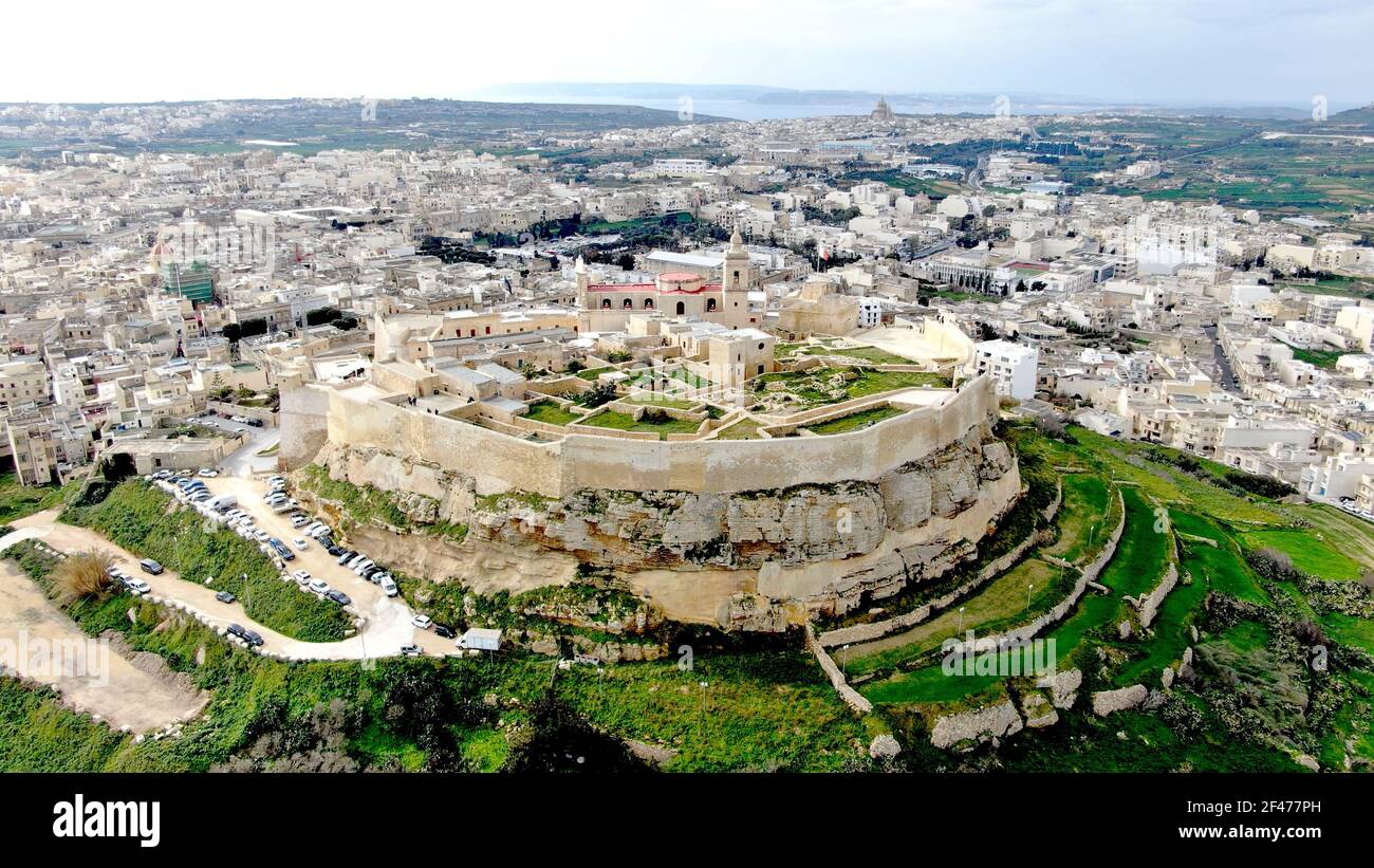 Victoria Gozo Citadella aerial image Stock Photo - Alamy