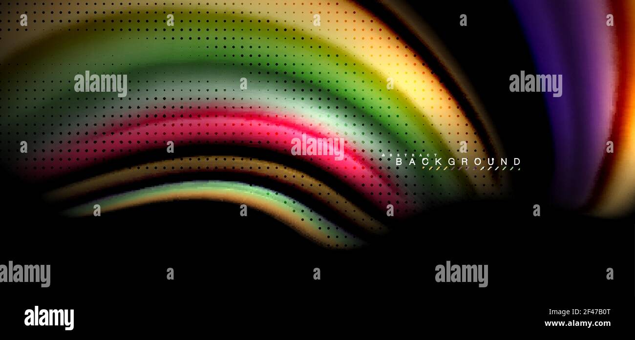 Multicolored wave lines on black background design. Multicolored wave ...