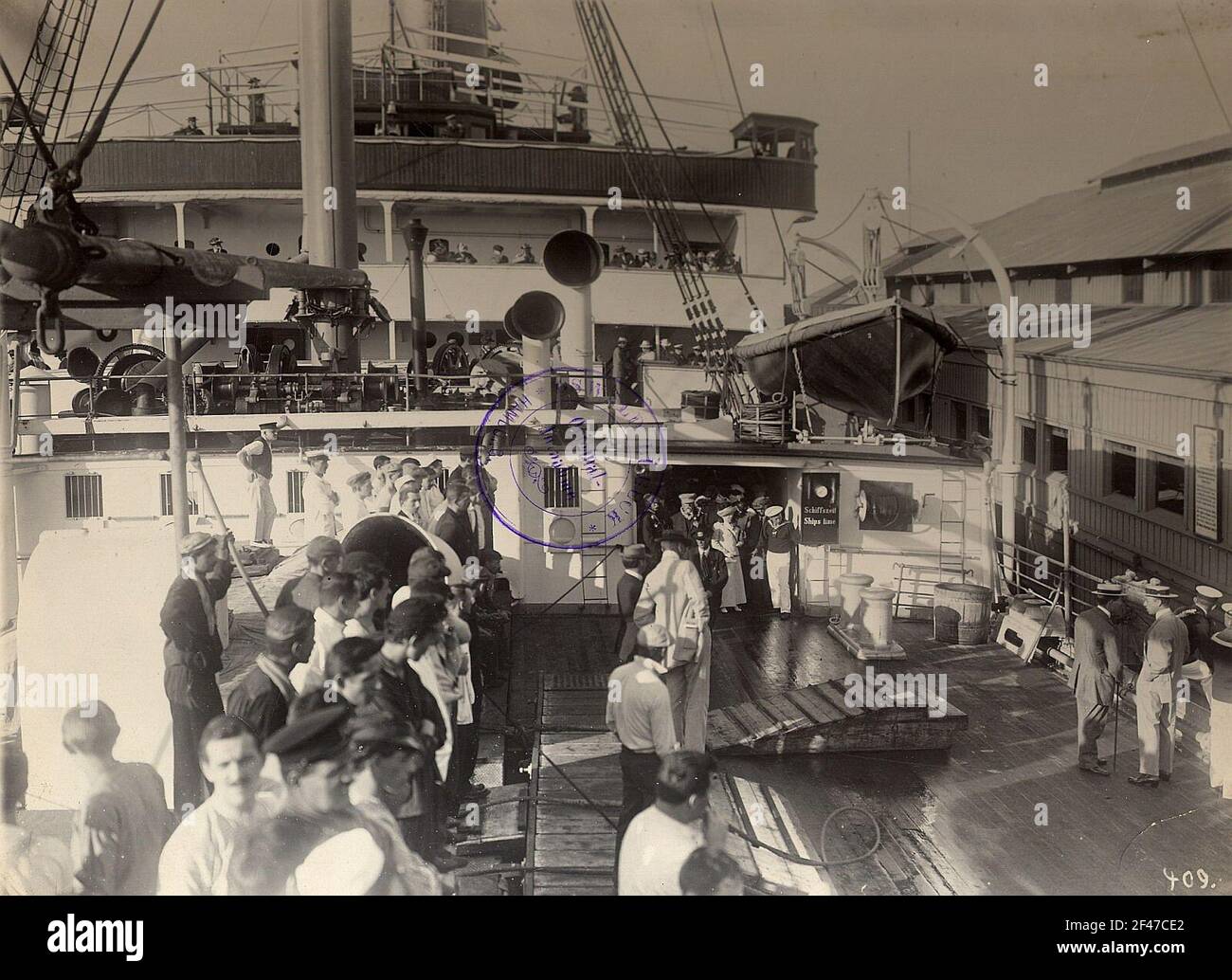 Honolulu, USA. Scene on deck of passenger steamer Cleveland at the ...