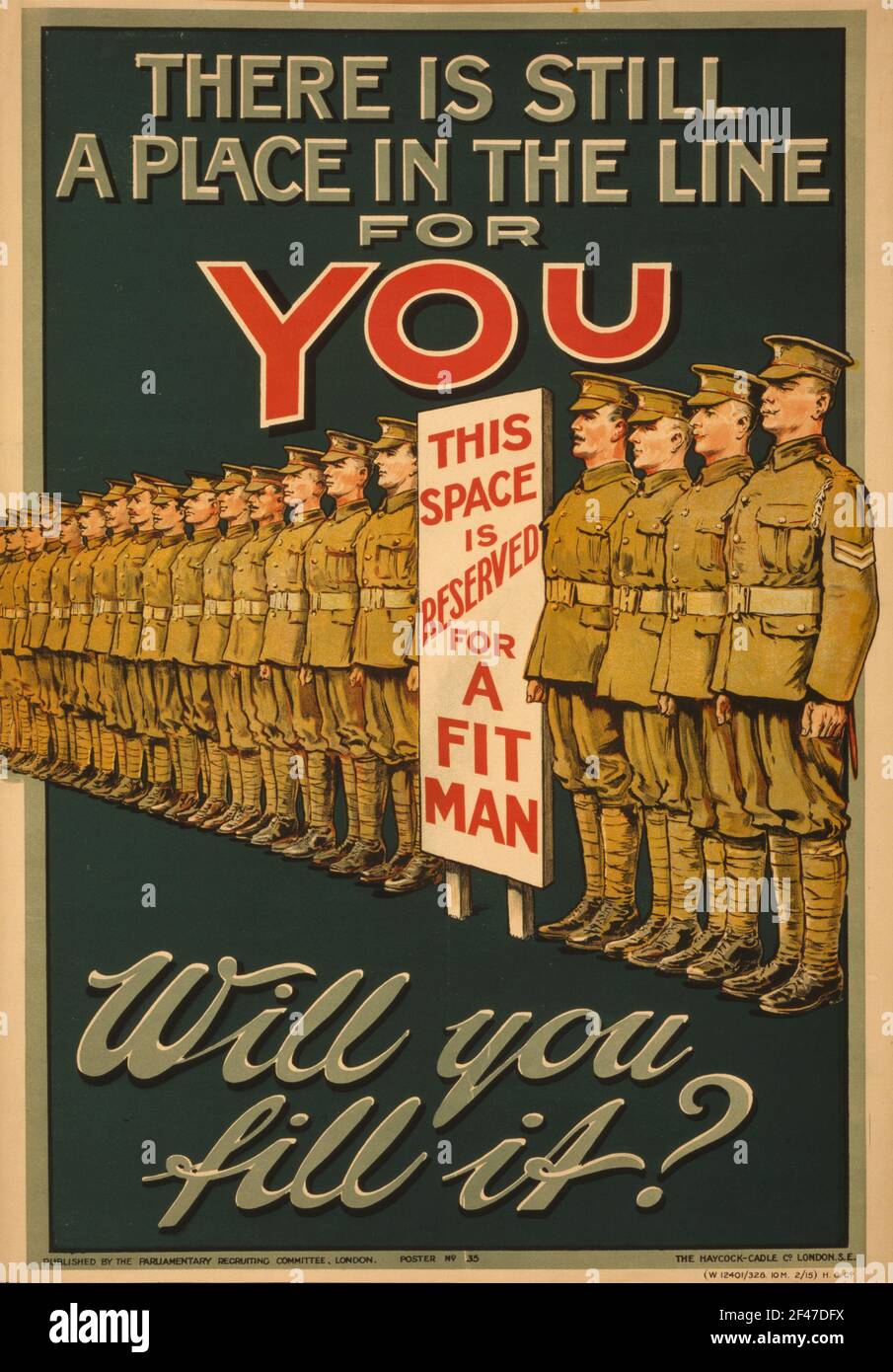 A first world war recruitment poster saying Fit Men Needed Stock Photo ...