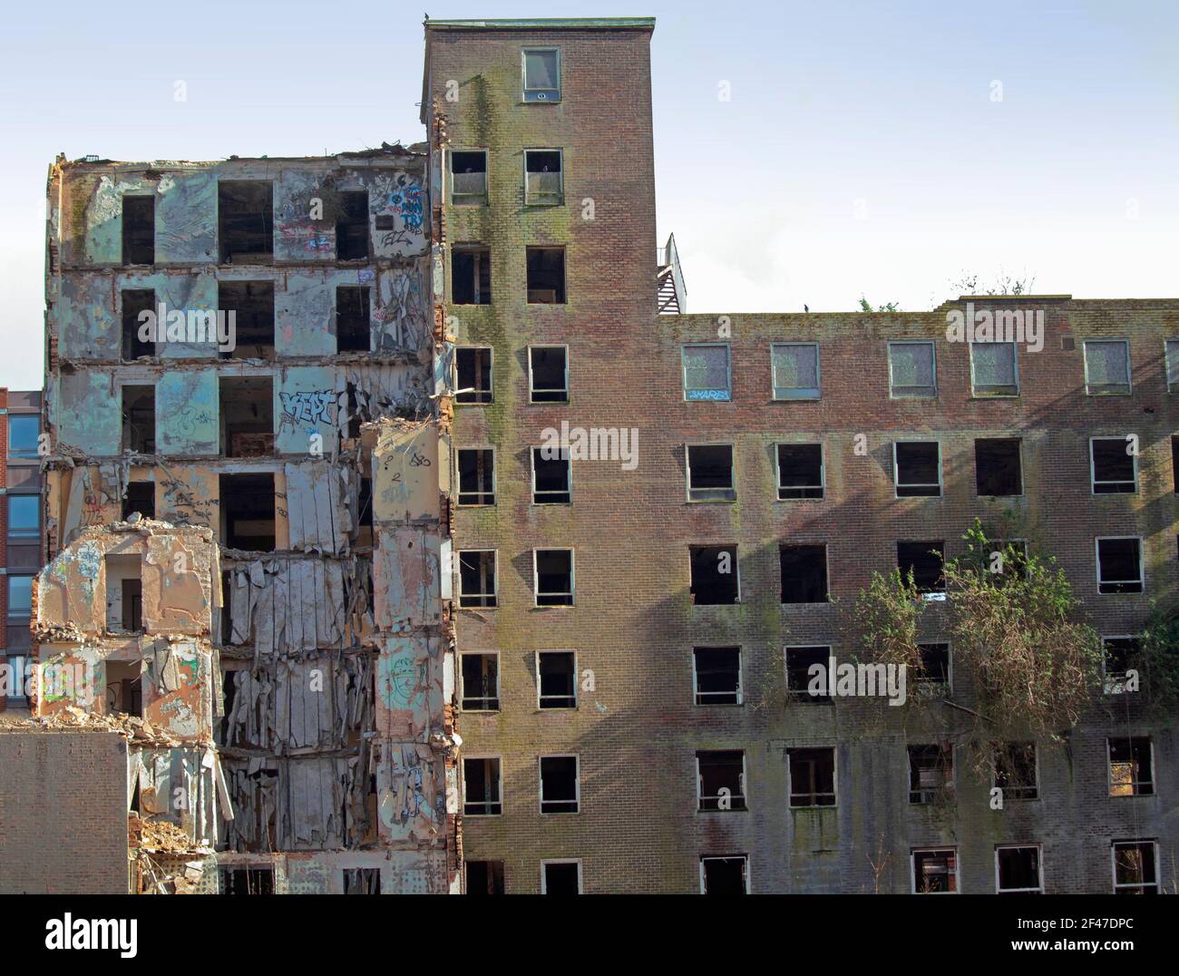 The demolition of Anston House on Preston Road, Brighton Stock Photo ...