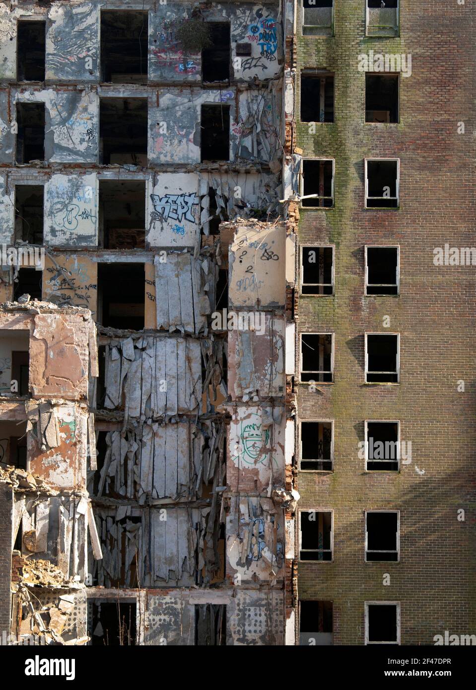 The demolition of Anston House on Preston Road, Brighton Stock Photo ...
