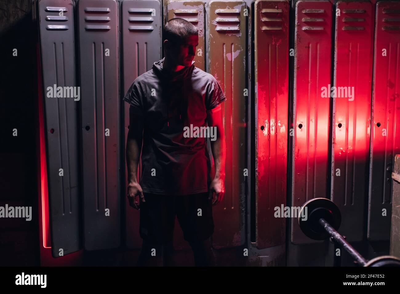 Man get ready for boxing training in the locker room Stock Photo - Alamy