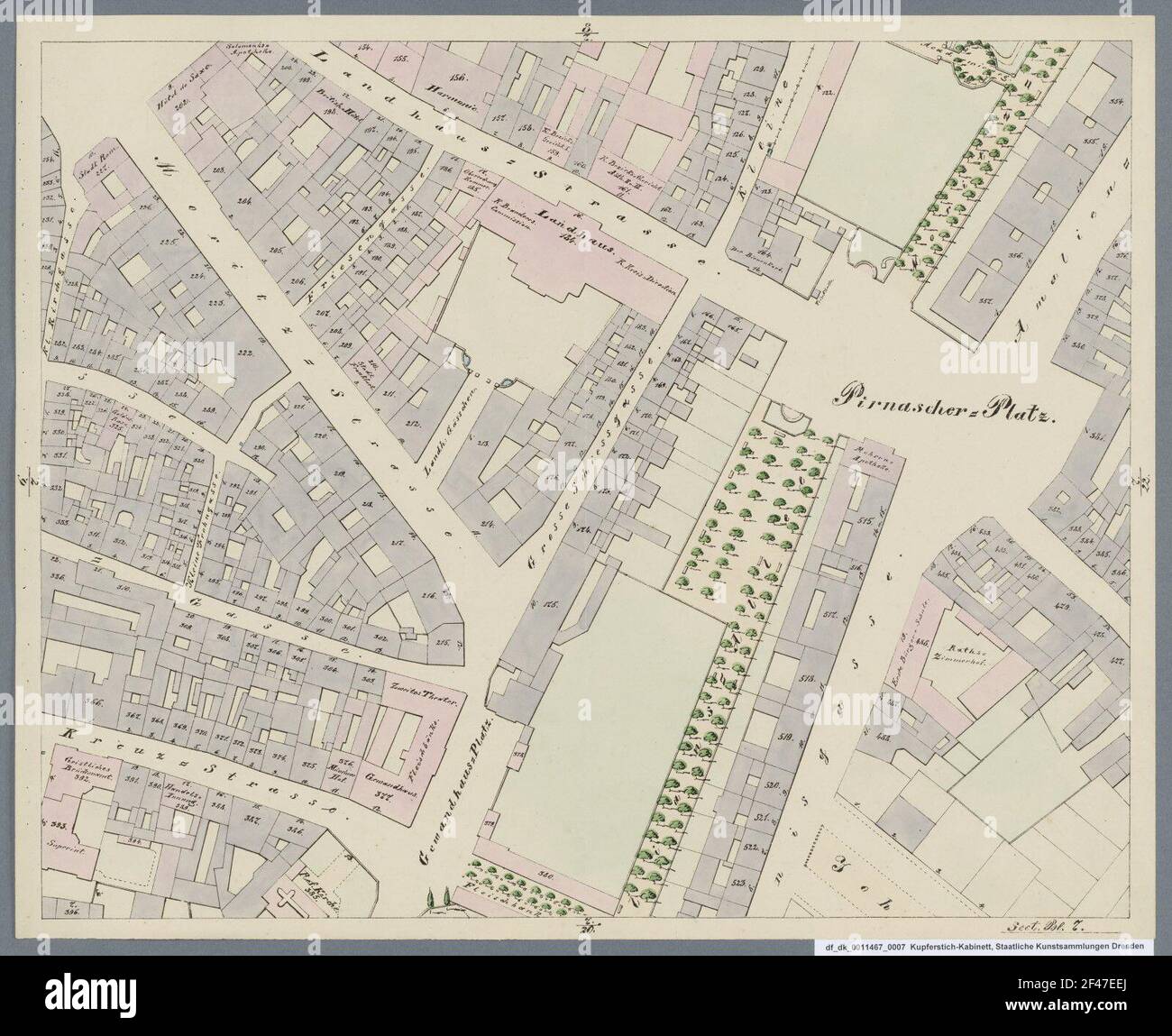 City map of Dresden, 1: 840, lithograph, 1862-1870 Stock Photo - Alamy