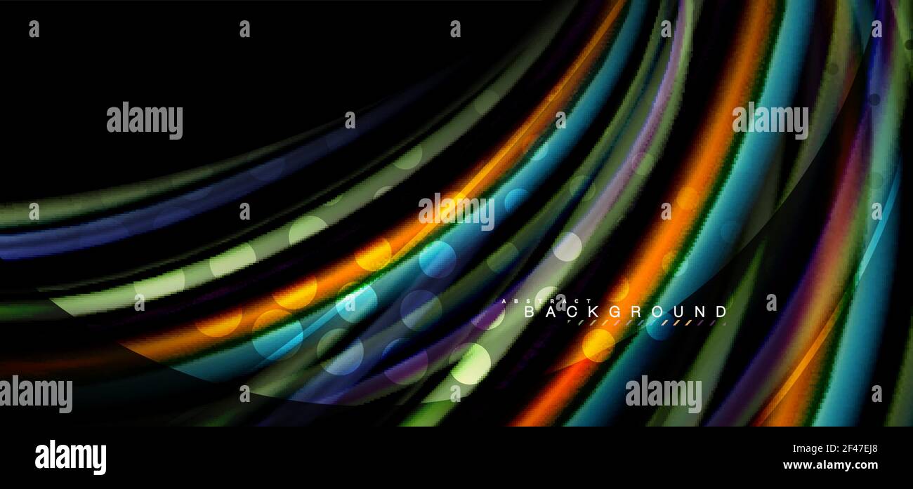 Multicolored wave lines on black background design. Multicolored wave ...