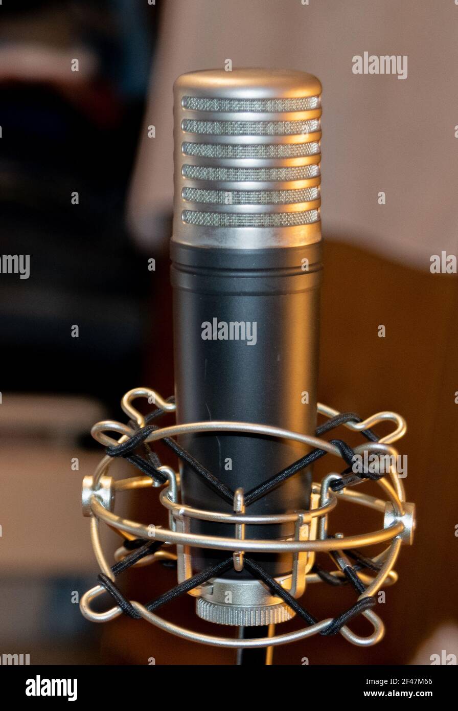 A vertical shot of the recording microphone Stock Photo - Alamy