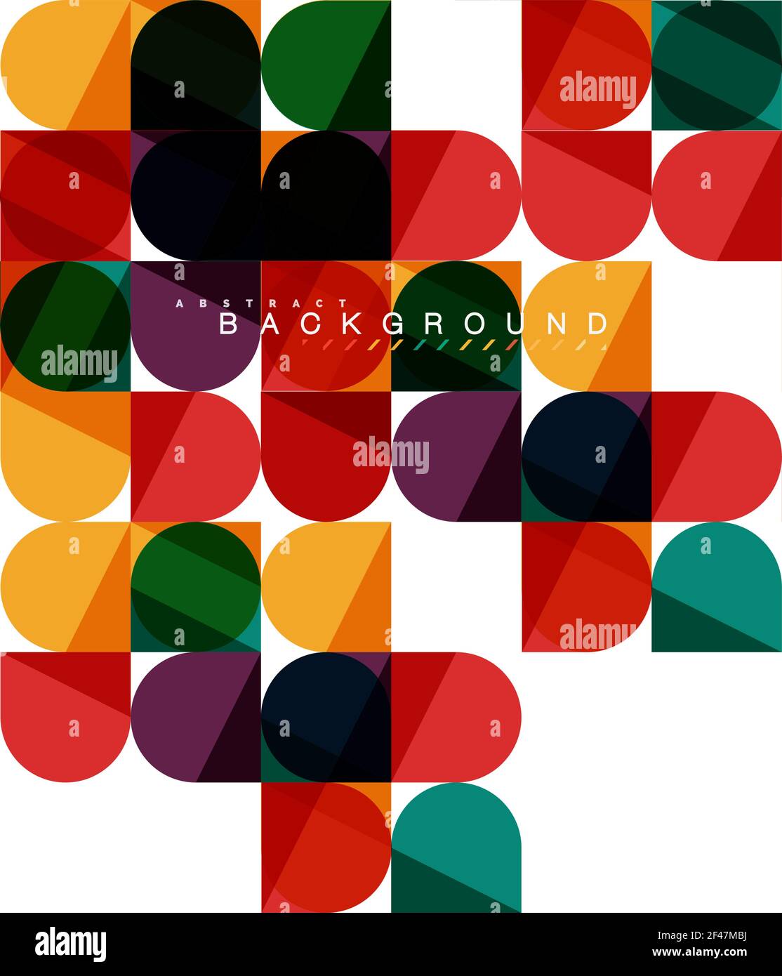 Round square geometric shapes on white, tile mosaic abstract background ...