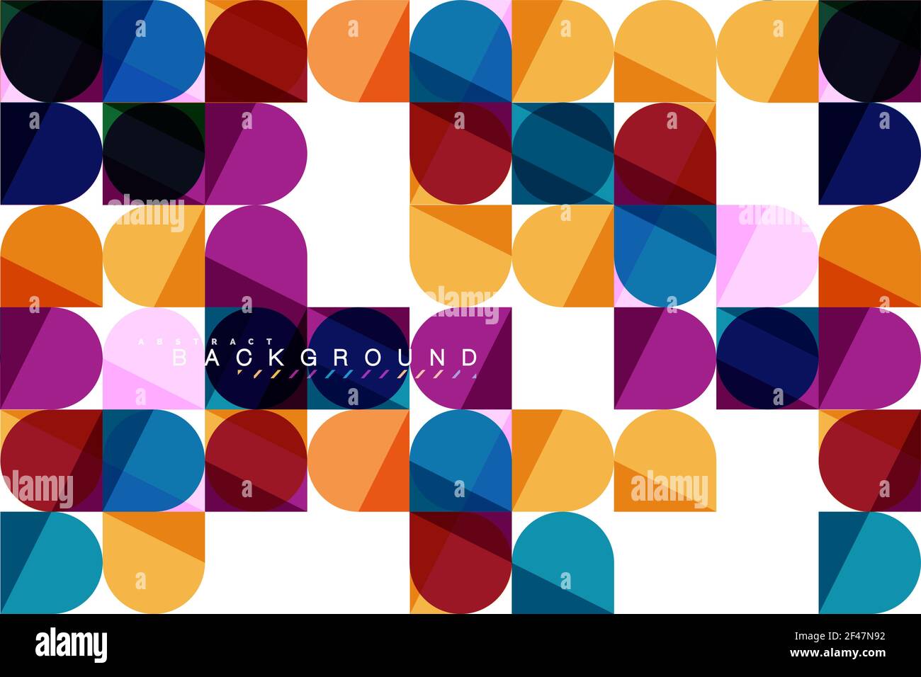 Round square geometric shapes on white, tile mosaic abstract background ...