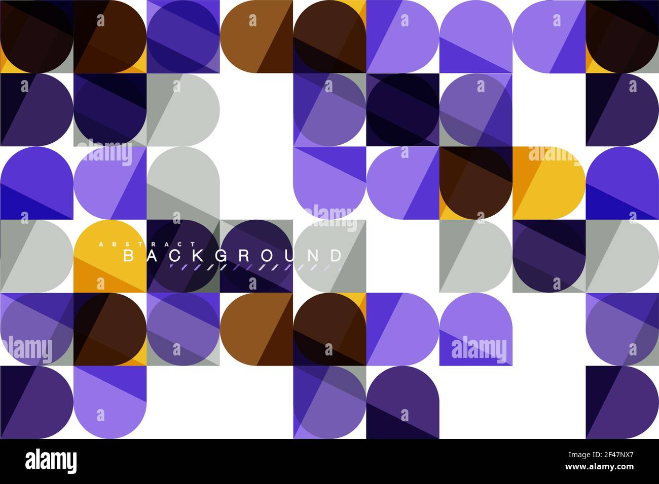 Round square geometric shapes on white, tile mosaic abstract background ...