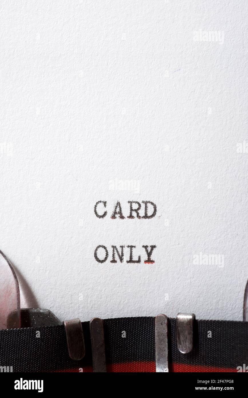 Card only phrase written with a typewriter Stock Photo - Alamy