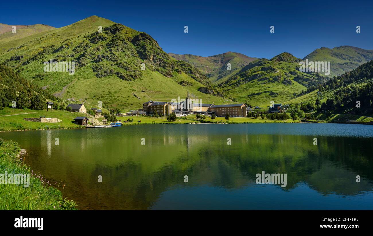 Núria Sanctuary in summer (Ripollès, Catalonia, Spain, Pyrenees) ESP ...