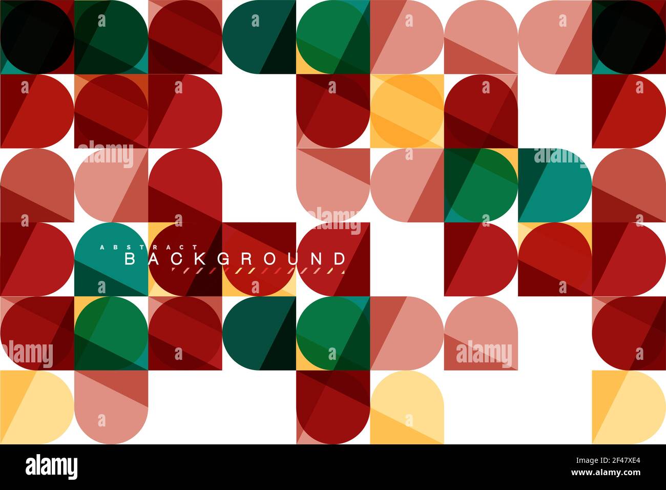 Round square geometric shapes on white, tile mosaic abstract background ...