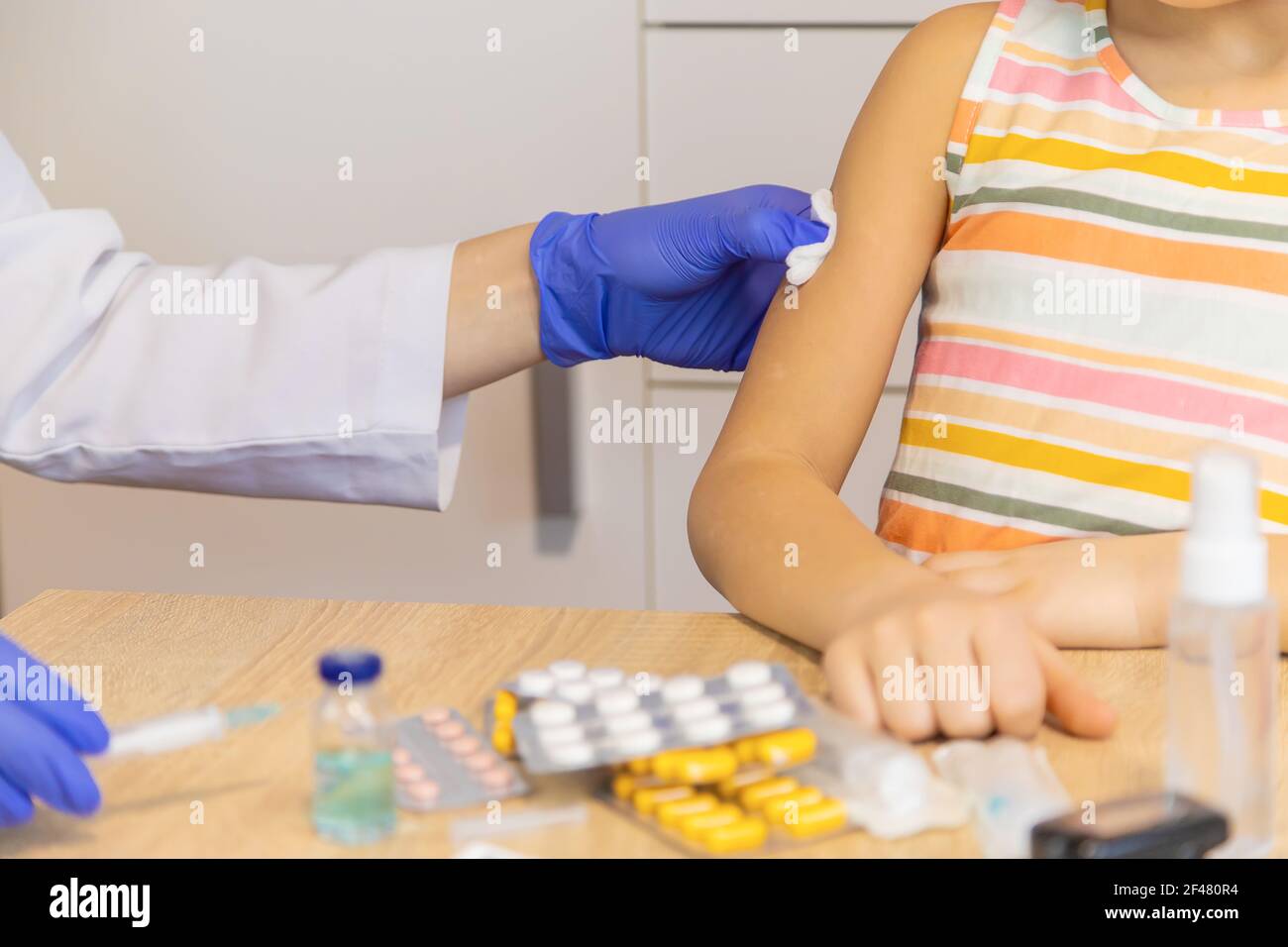 Injection vaccine against virus, injecting child Stock Photo - Alamy