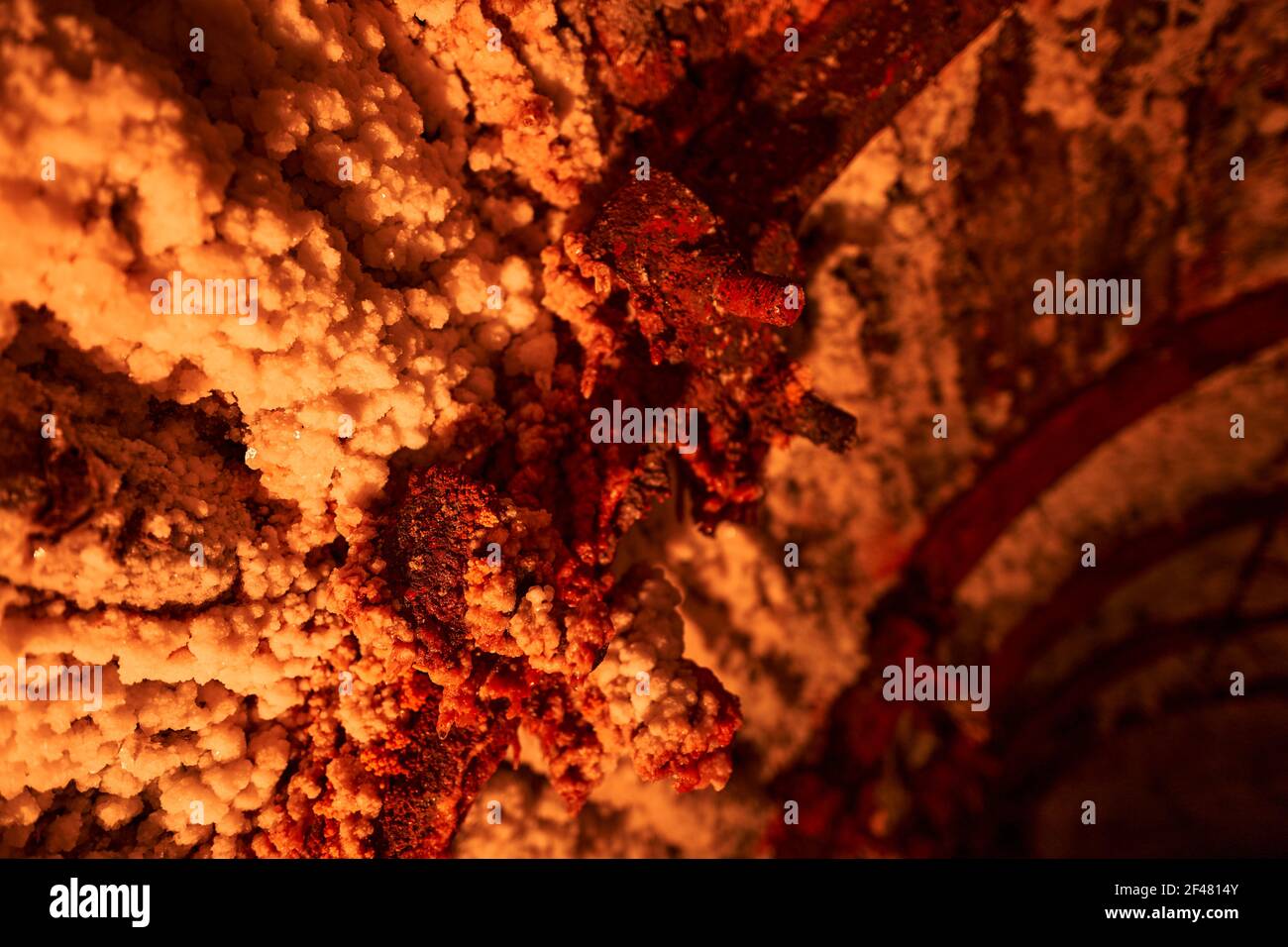Colorful details of the belowground of a salt mine in Colombia, South ...