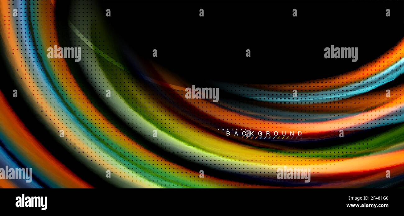 Multicolored wave lines on black background design. Multicolored wave ...