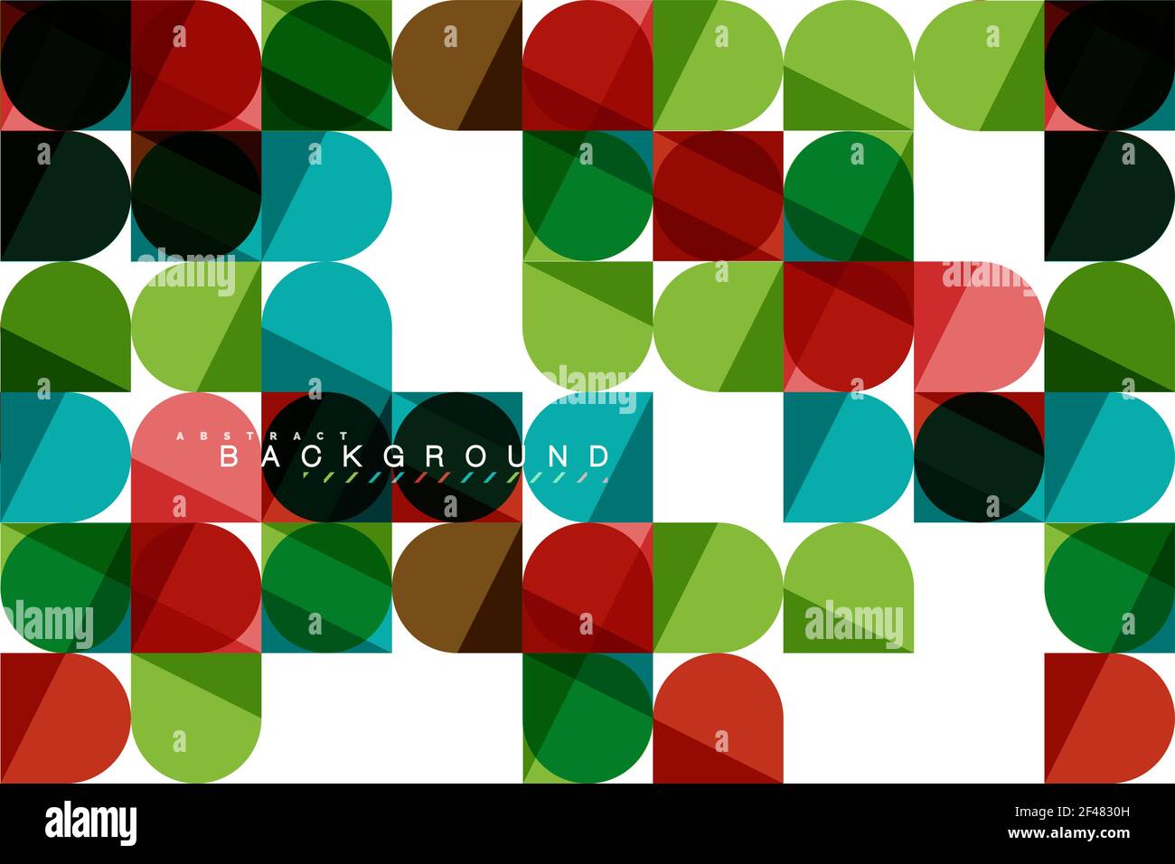 Round square geometric shapes on white, tile mosaic abstract background ...