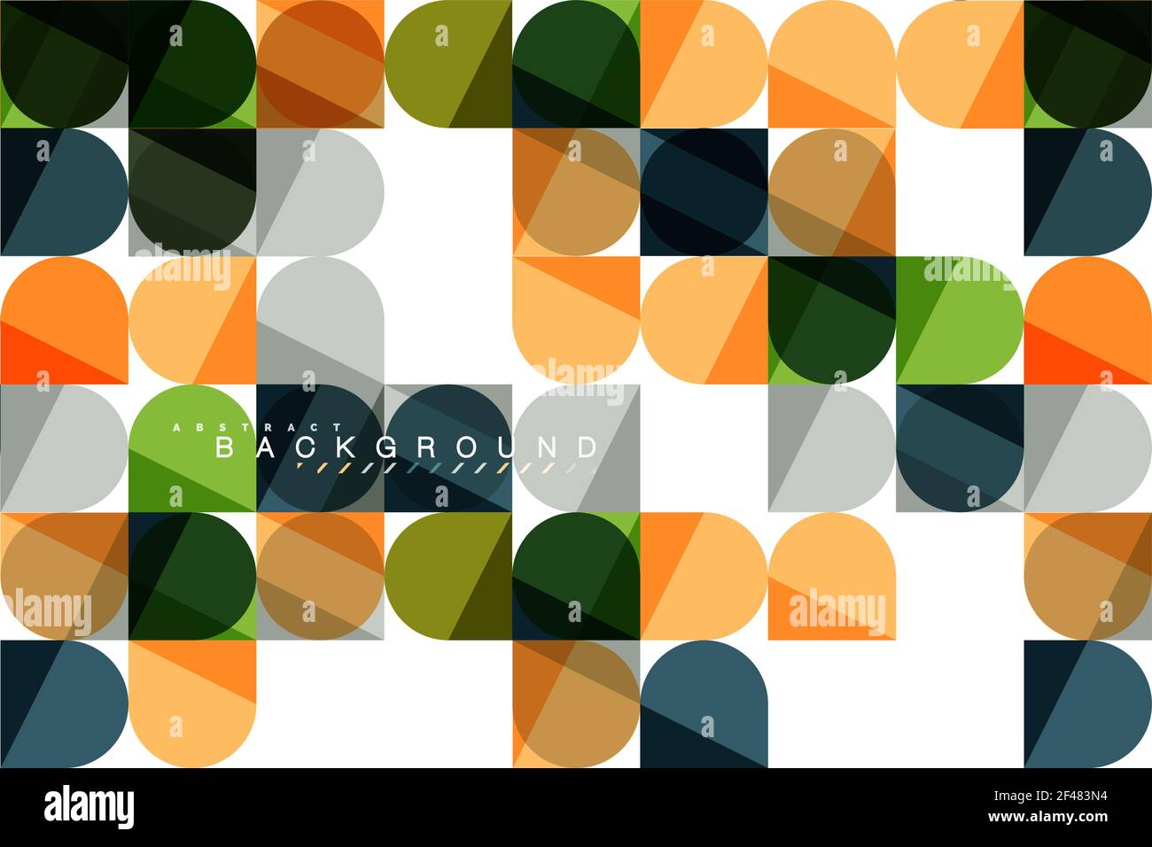 Round square geometric shapes on white, tile mosaic abstract background ...