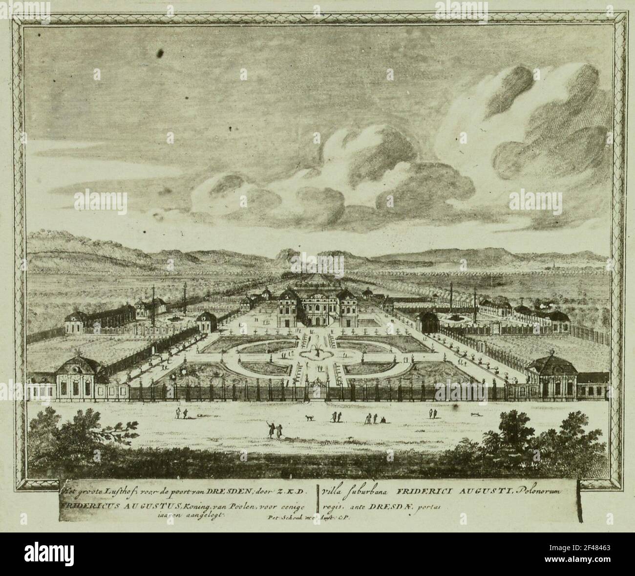 Dresden. Historical representation Palais in the large garden (Peter ...