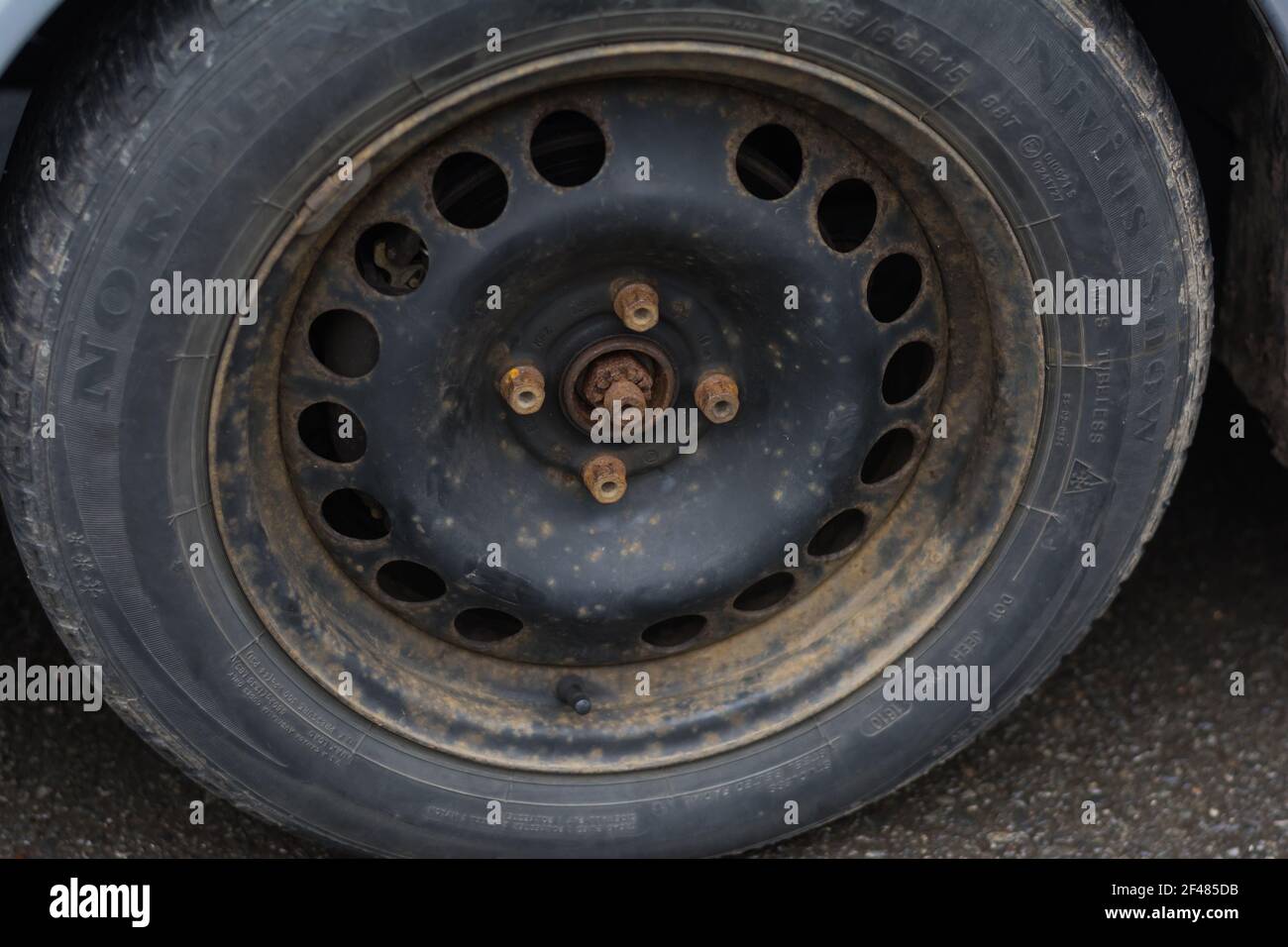 old and rusty car wheel close-up Stock Photo - Alamy