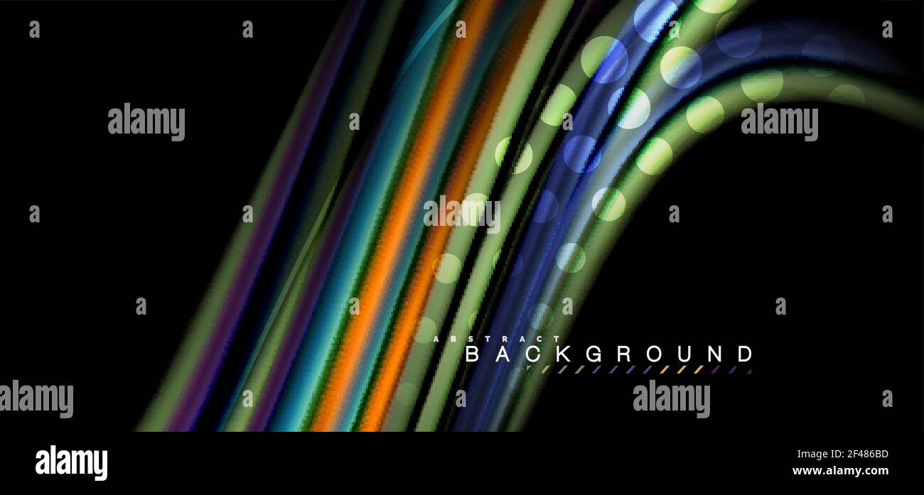 Multicolored wave lines on black background design. Multicolored wave ...