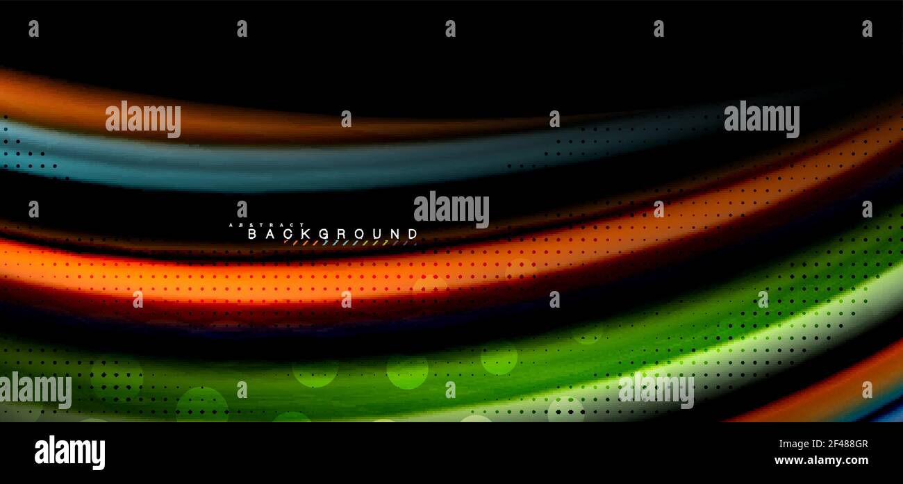 Multicolored wave lines on black background design. Multicolored wave ...